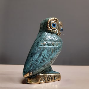 Athenas Symbol Owl Bird Bronze Sculpture Greek Roman Mythology Handmade ...