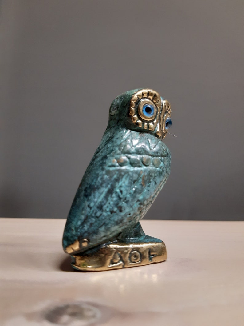 Athenas Symbol Owl Bird Bronze Sculpture Greek Roman Mythology - Etsy