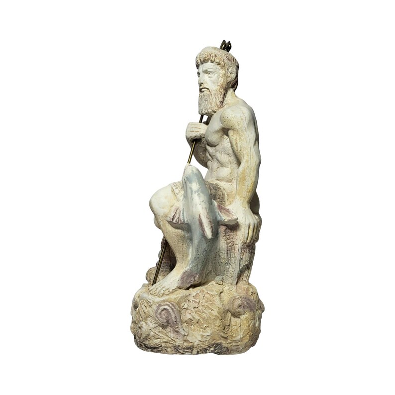 Poseidon Greek God Statue Patina Plaster Sculpture With Trident Ancient ...