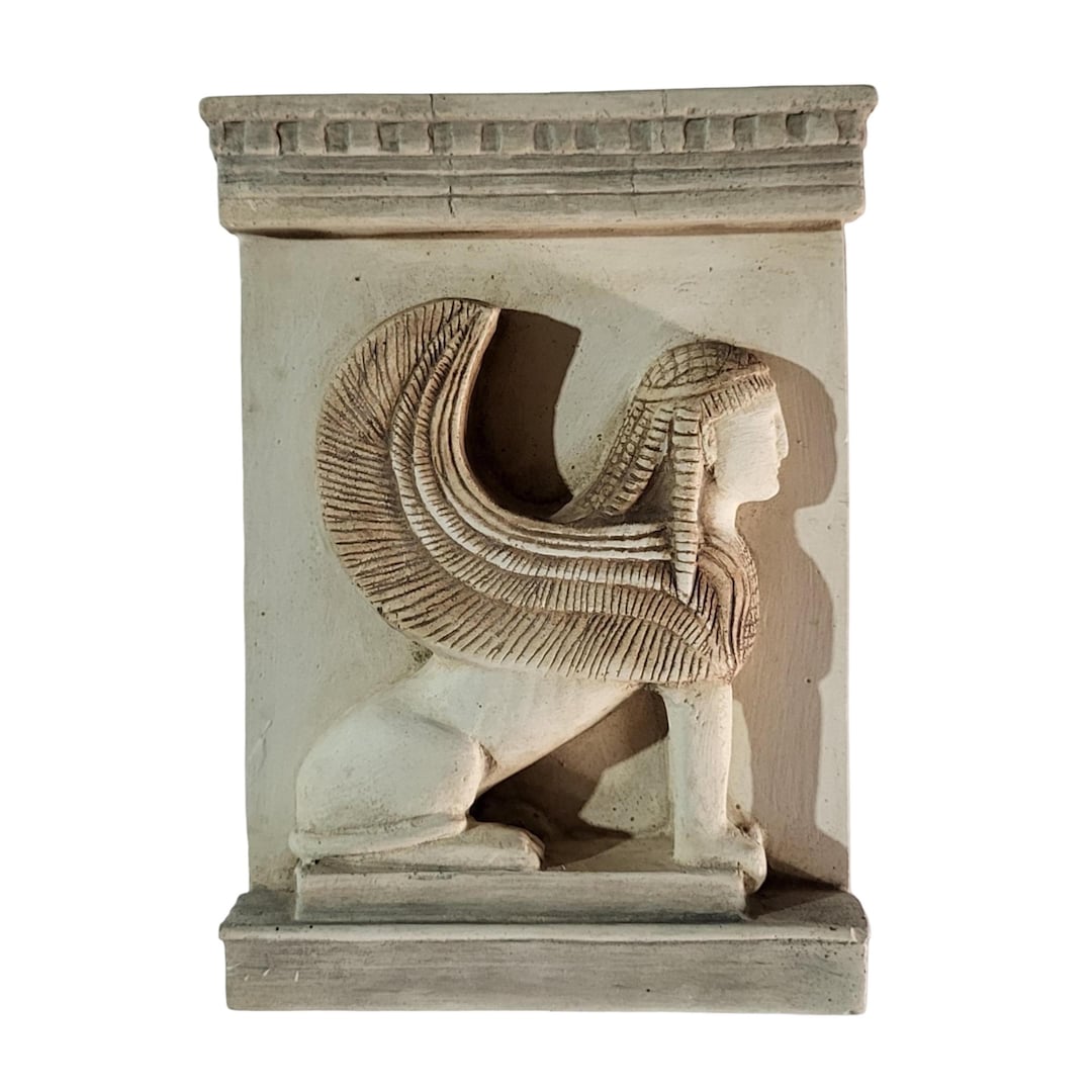 Ancient Greek Sphinx Wall Sculpture Plaster Relief Mythological Decor ...