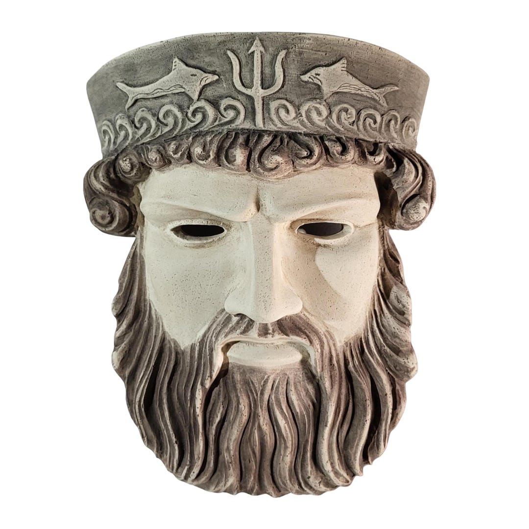 Poseidon Greek God Mask Handmade Wall Sculpture Neptune Sea Mythology ...