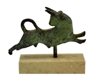 Greek Minoan Bull Leaping Bronze Statue, Crete Museum Replica Metal ...