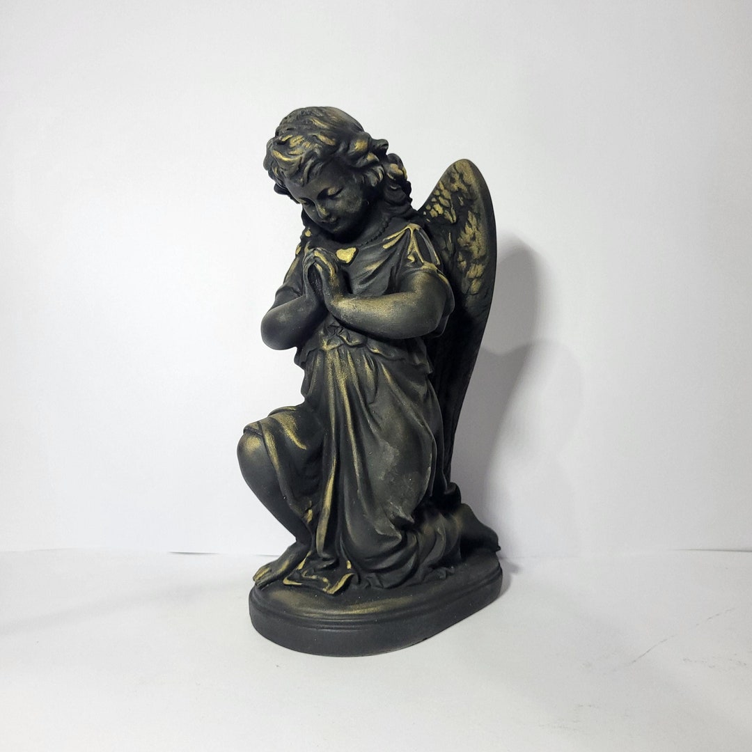 Memorial Winged Angel Alabaster Sculpture 25cm Statue Black - Etsy