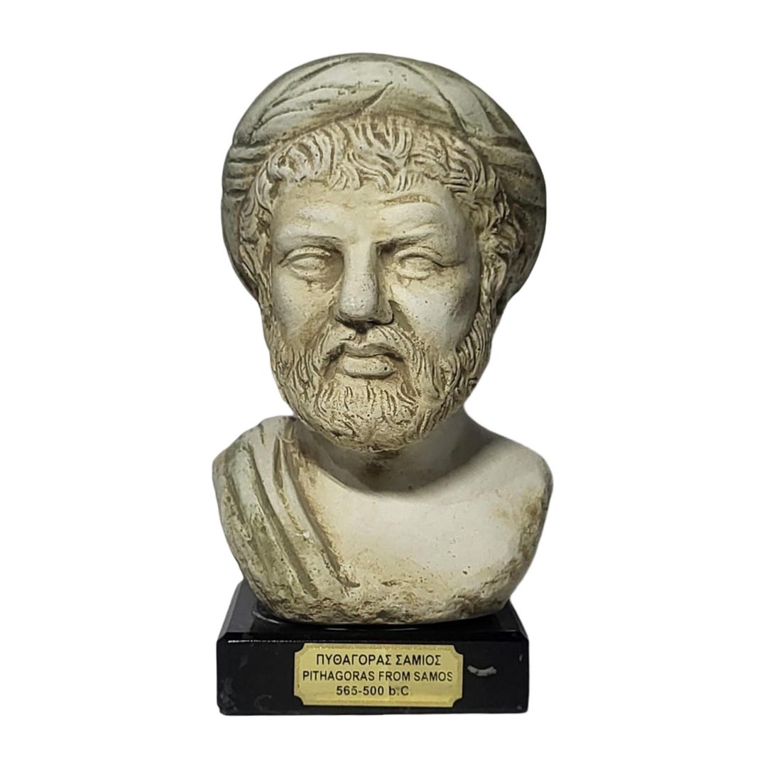 Pythagoras Bust Sculpture Ancient Greek Philosopher White Patina Statue ...