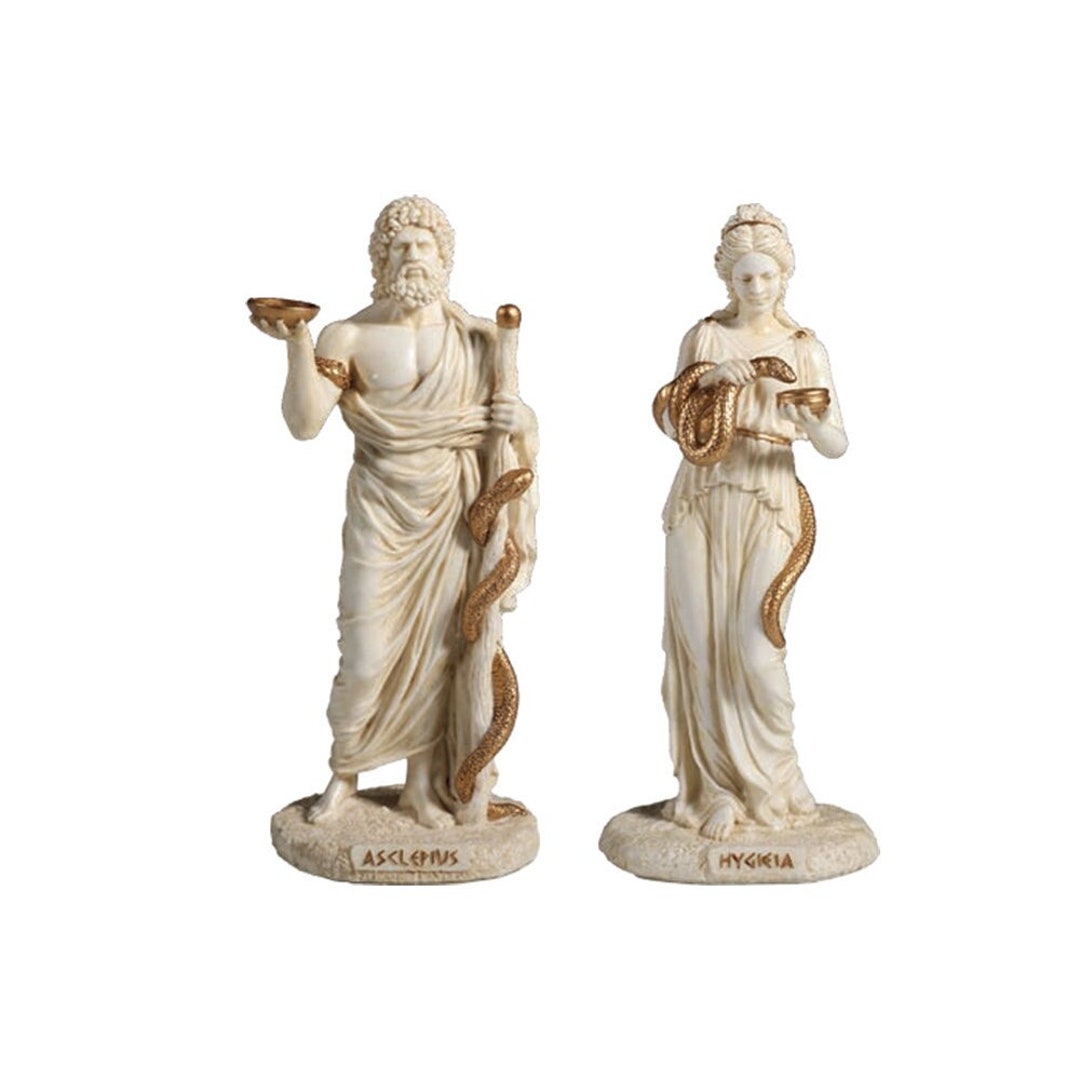 Set Asclepius and Hygeia Goddess Statue Handmade Ancient Greek Roman ...