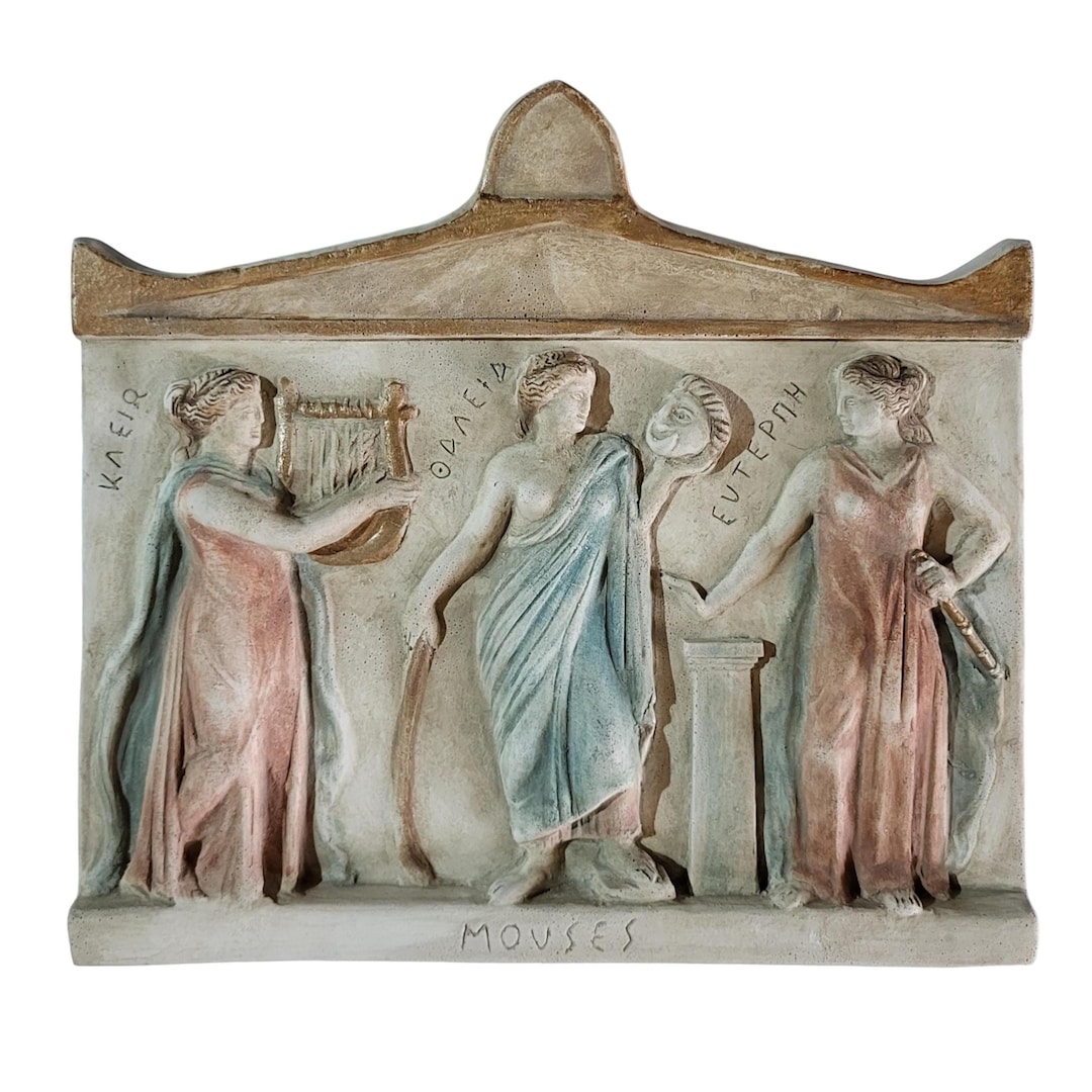 Ancient Greek Muses Wall Relief Sculpture With Lyre Mask and Flute - Etsy