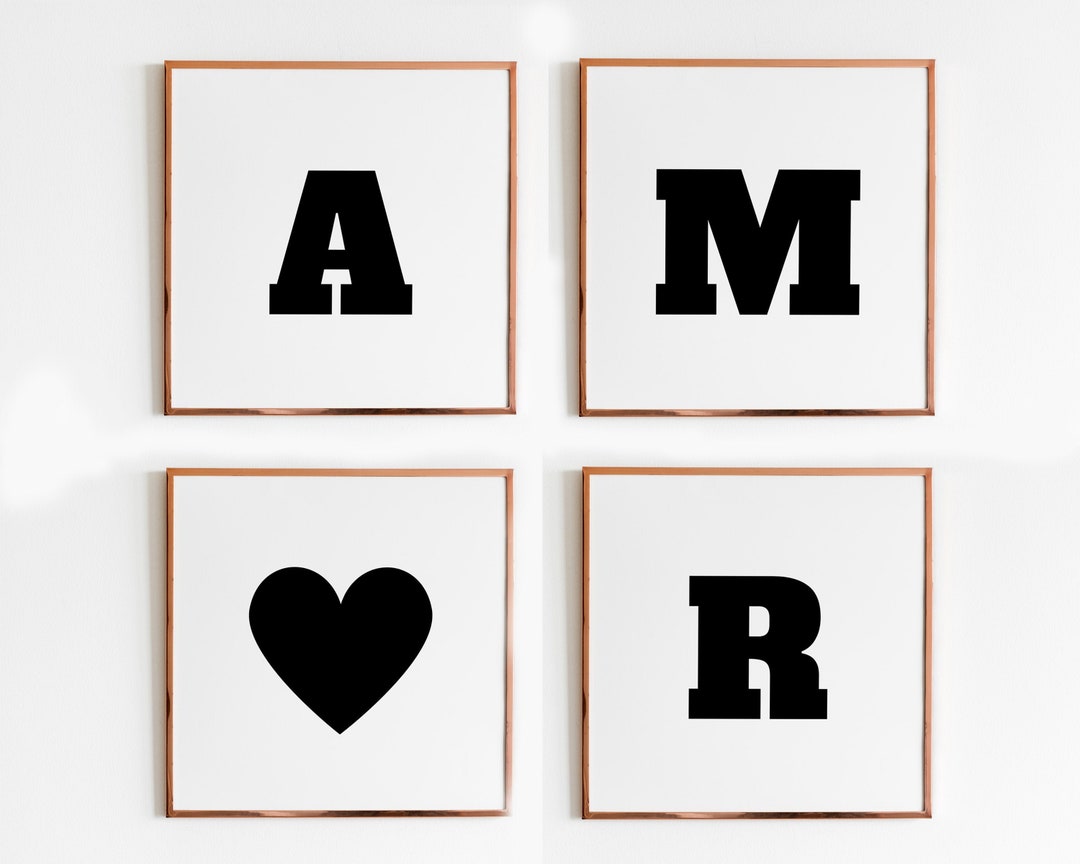 Set of 4 Amor Printable Wall Art / Amor Heart Printable / Love Digital ...