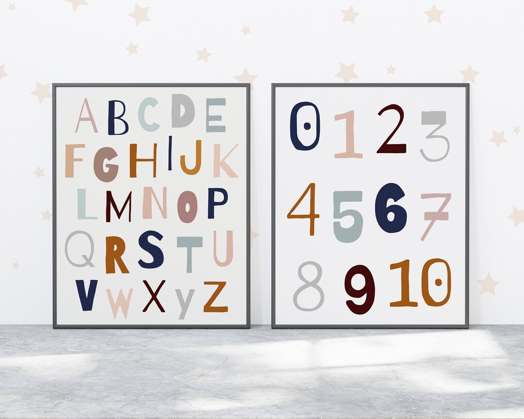 Nursery Print Educational ABC and 123 Poster Set of 2 - Etsy