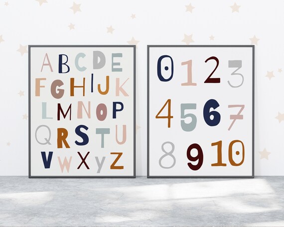 Nursery Print Educational ABC and 123 Poster Set of 2 | Etsy