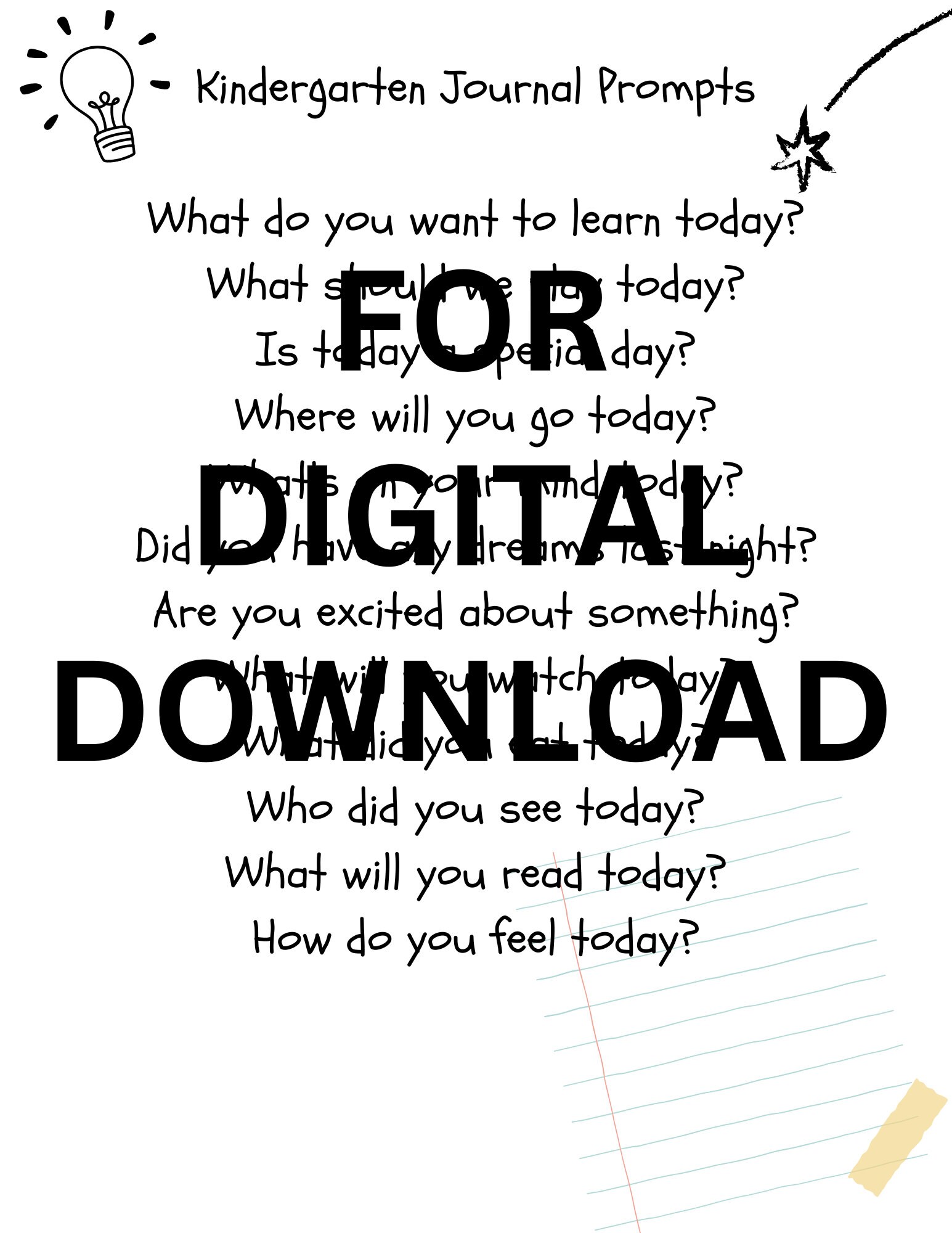 Kindergarten Journal | Printable Journal Pages With Coloring Page ...