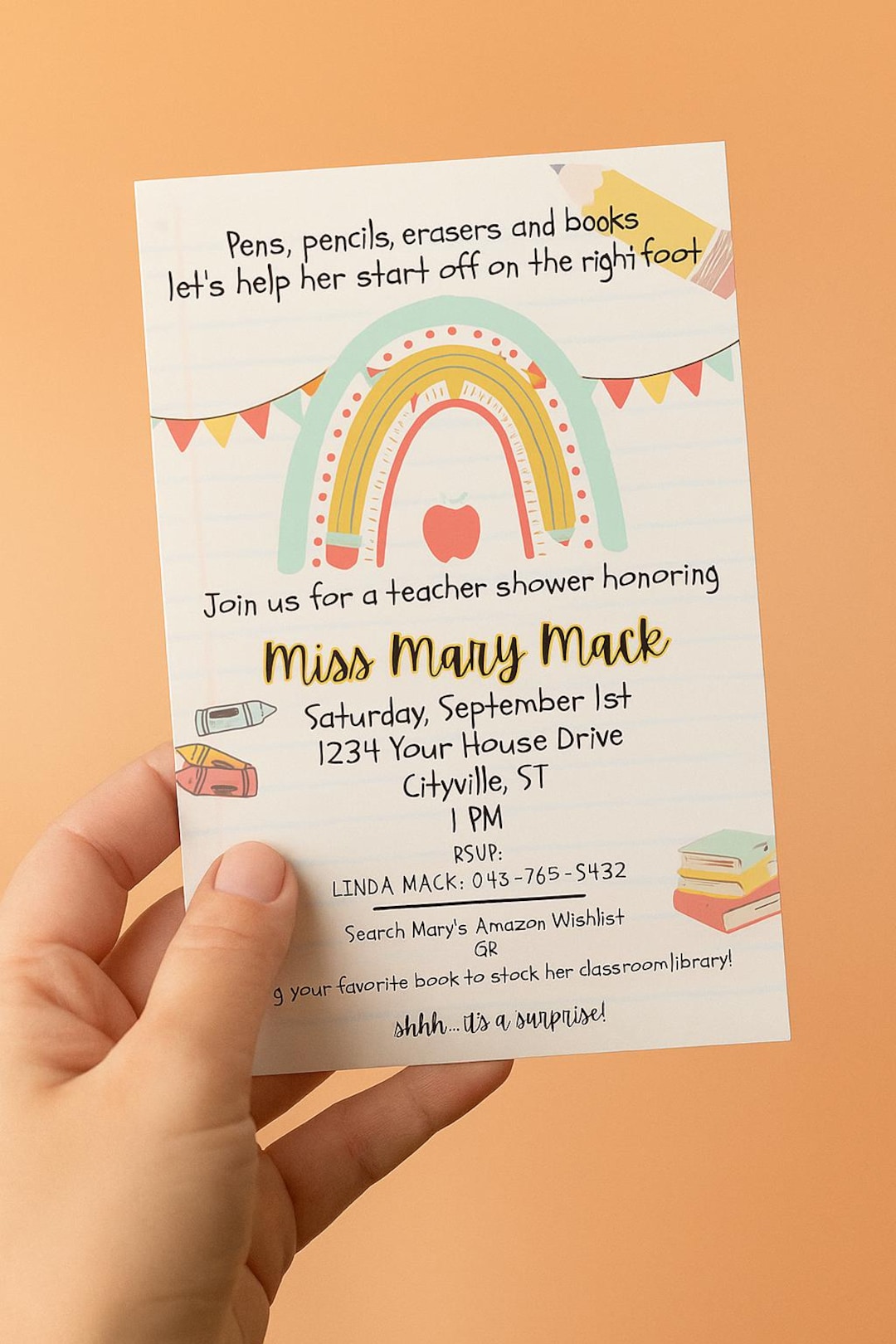 Teacher Shower Invitation | New Teacher Party, College Graduation for ...