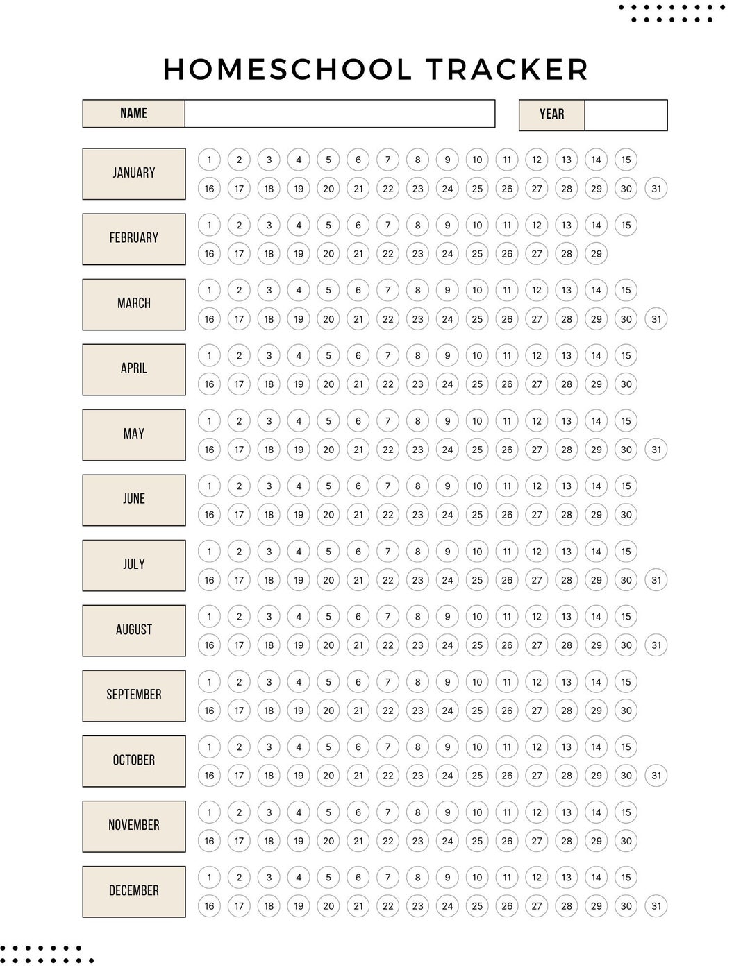 Daily Homeschool Tracker | Homeschool Planning, Calendar, Monthly ...