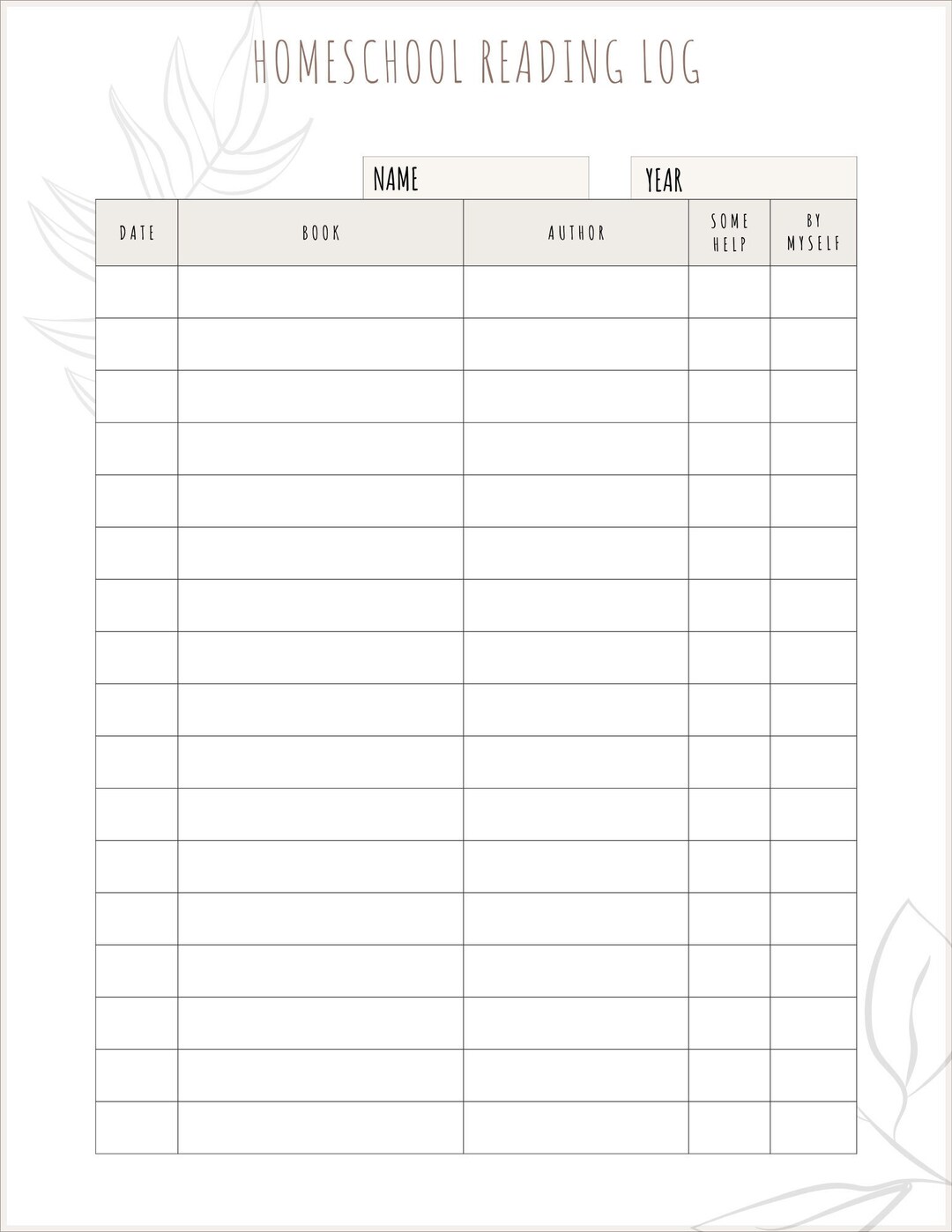 HOMESCHOOL Reading Log | Book Log | Homeschool Planner, Library Log ...