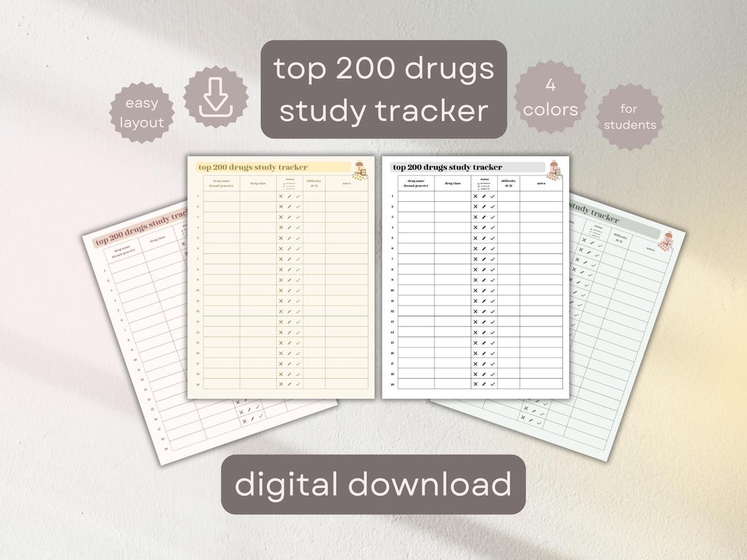 Top 200 Drugs Study Tracker for Healthcare Students | Pharmacy, Nursing ...