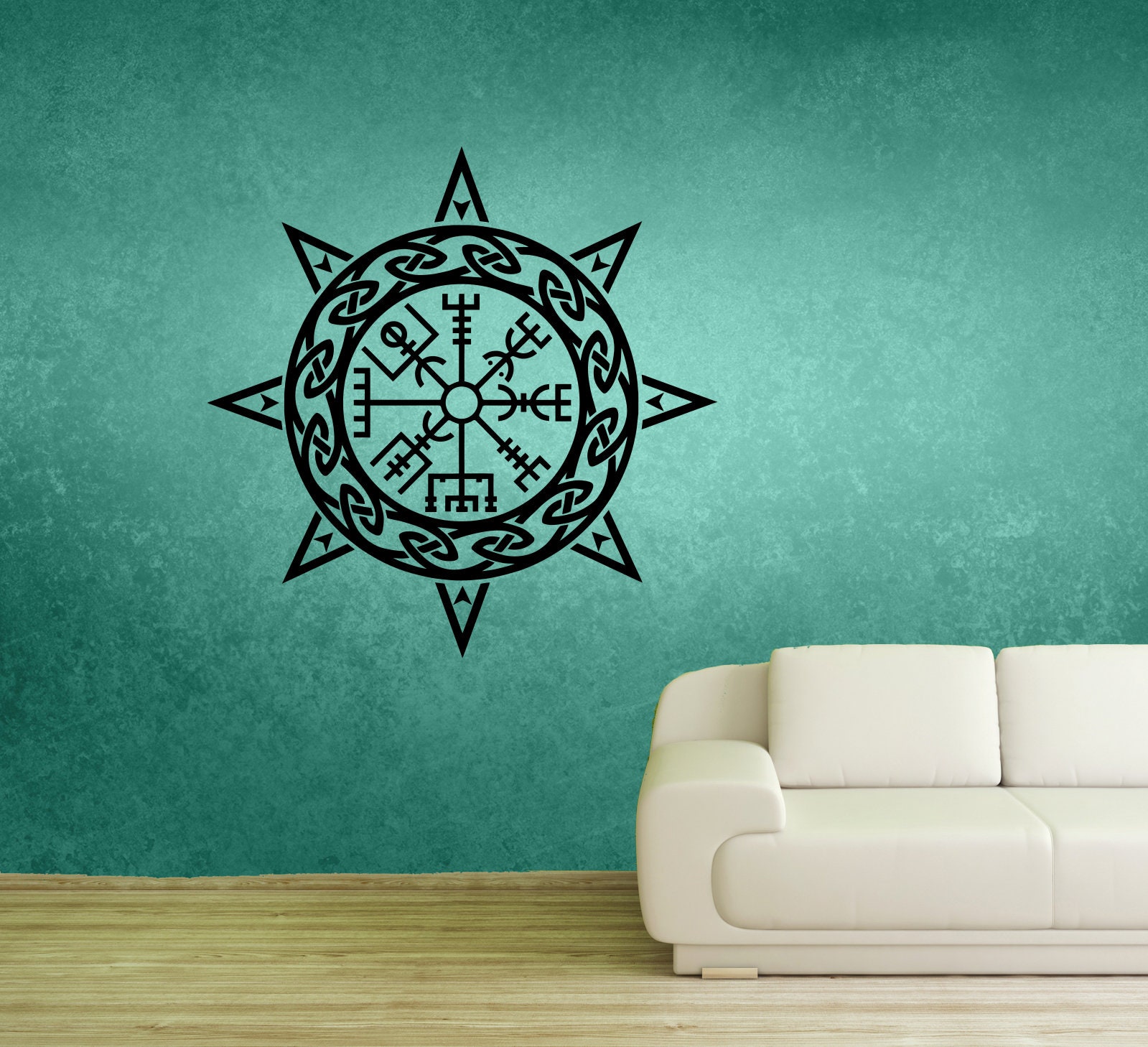 Runic Compass Vegvisir Inscriptions Ancient Vikings Runes Symbols Wall ...