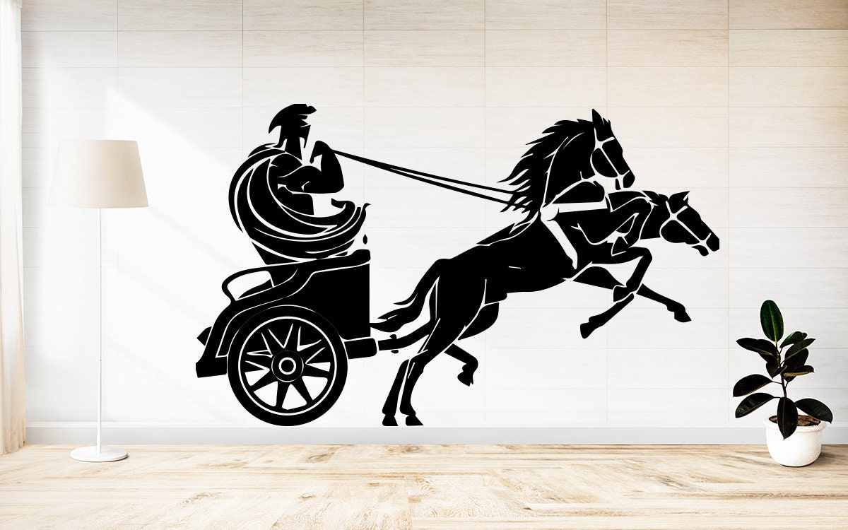 Spartan On A Chariot Ancient Rome Gladiators Wall Sticker | Etsy
