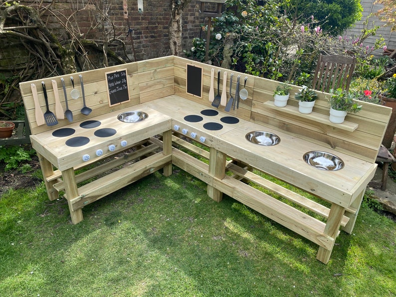 Large L Shape Mud Kitchen, Corner Mud Kitchen - Etsy UK