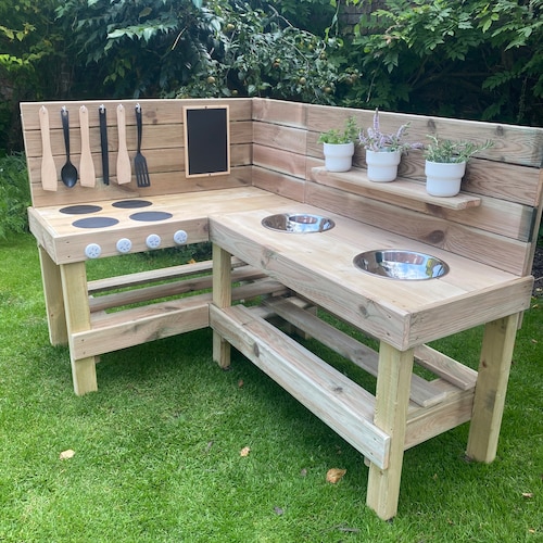 Large L Shape Mud Kitchen Corner Mud Kitchen - Etsy UK