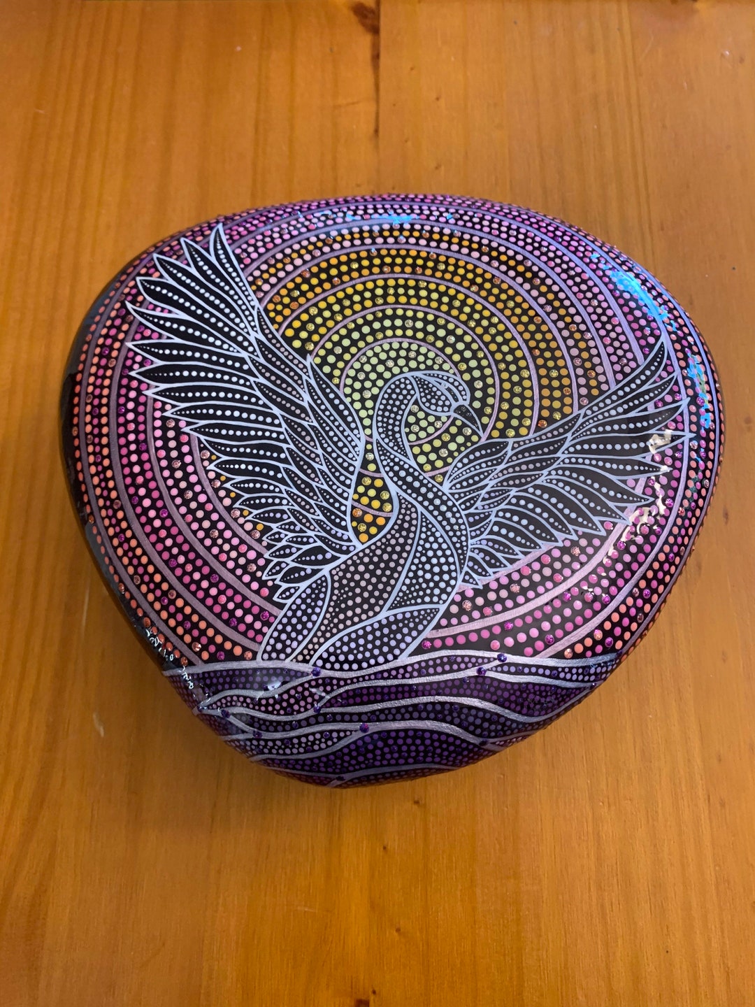 Swan Sunrise - Painted Rock - Large - Etsy