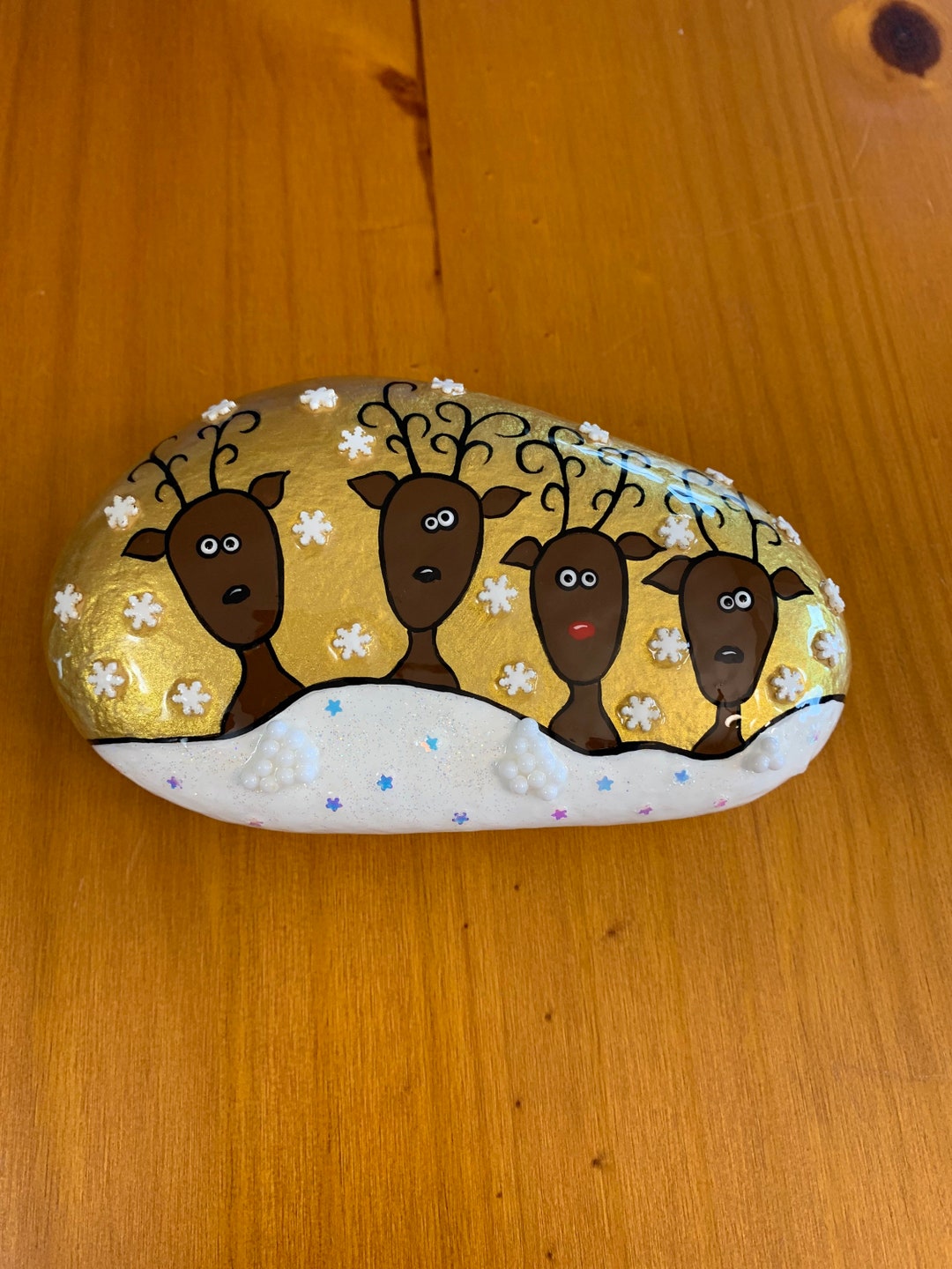 Reindeer Games - Painted Rock - Etsy