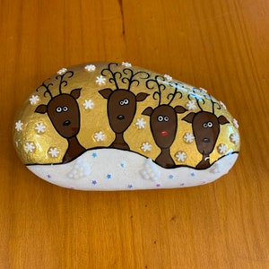 Reindeer Games - Painted Rock - Etsy