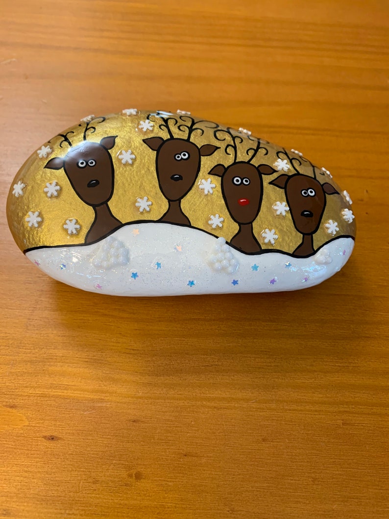 Reindeer Games Painted Rock - Etsy