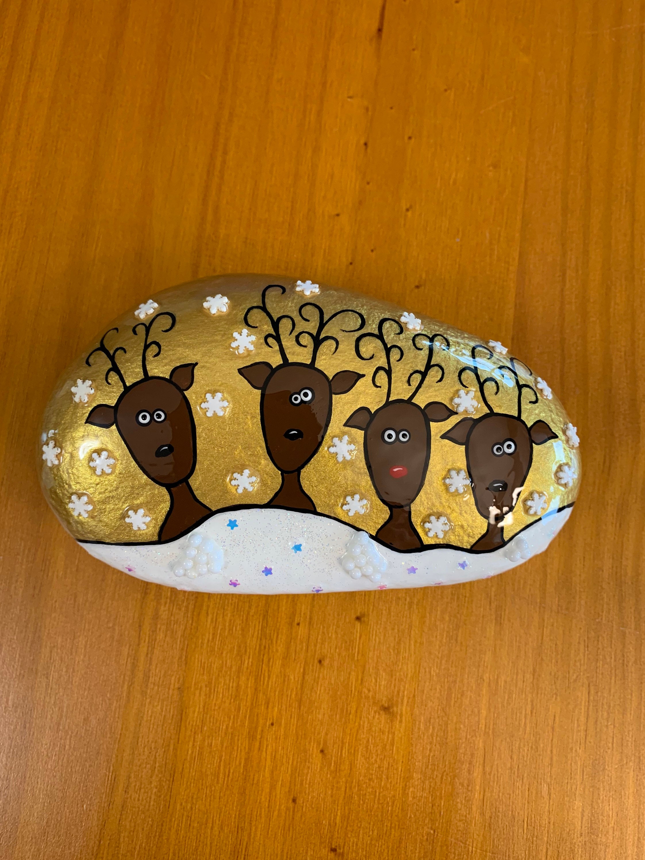 Reindeer Games Painted Rock - Etsy