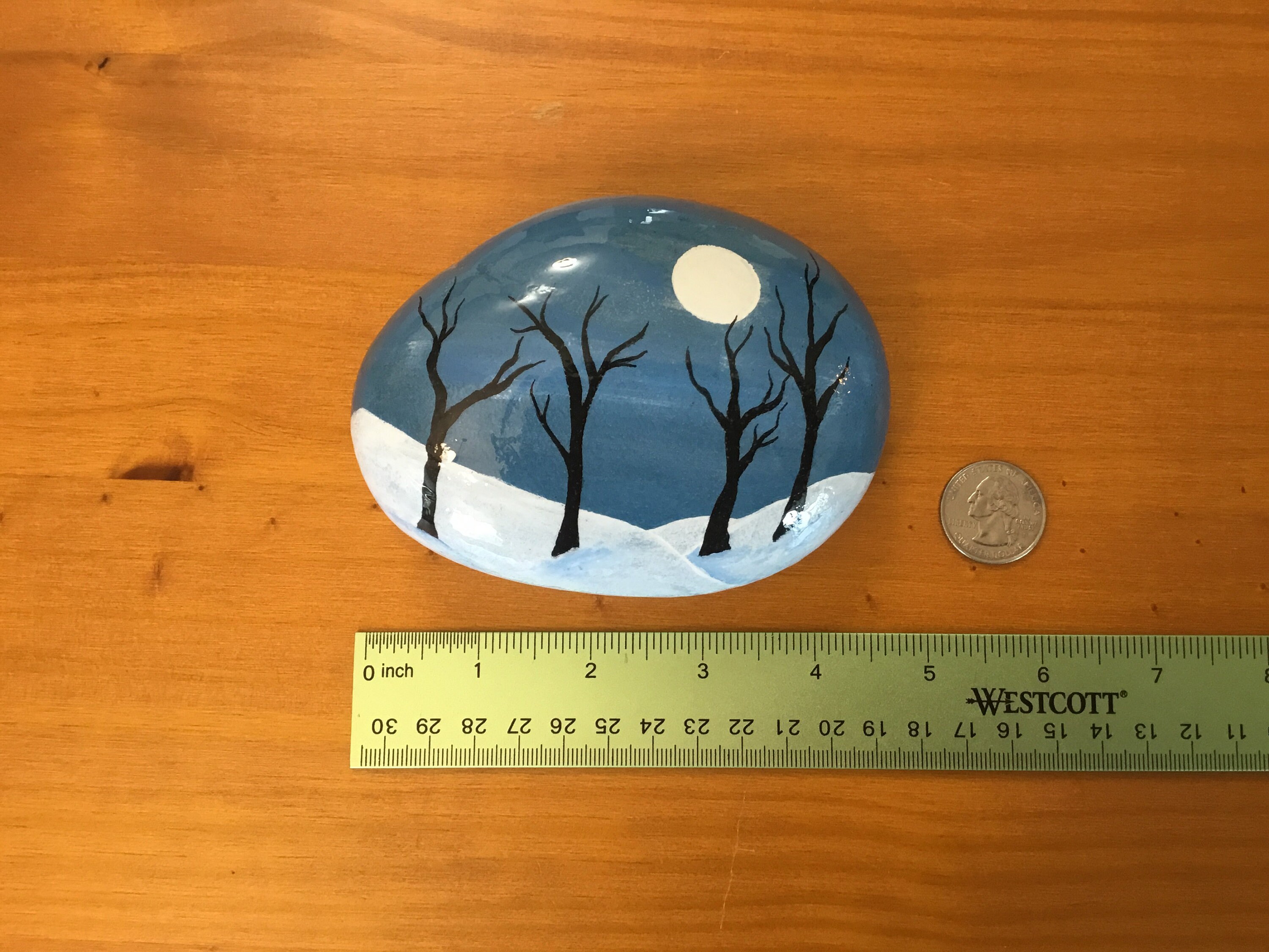 Winter Night - Painted Rock - Etsy