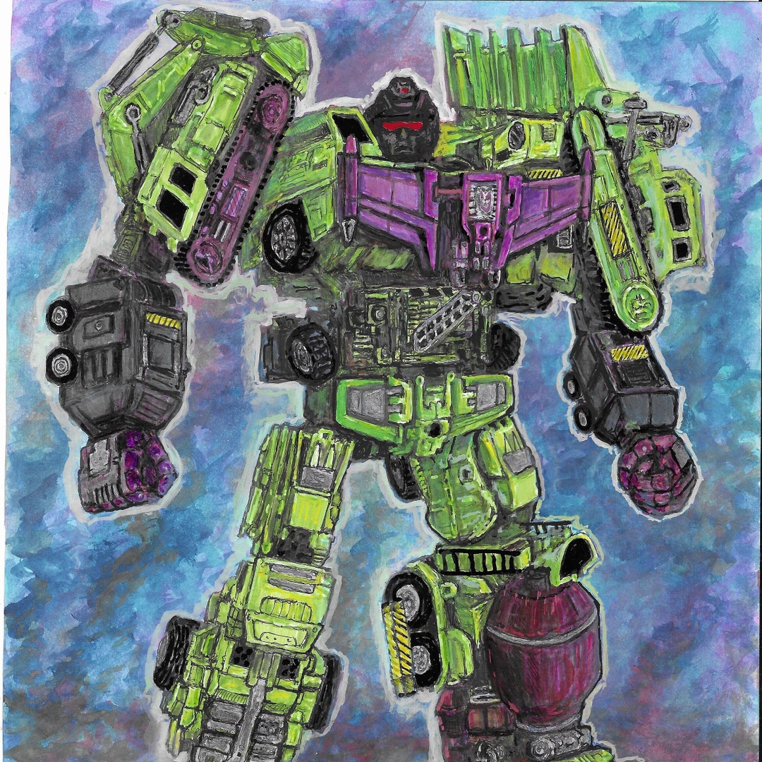 Transformers Devastator Combiner Wars Original Illustration Transformers Fan Art Signed By