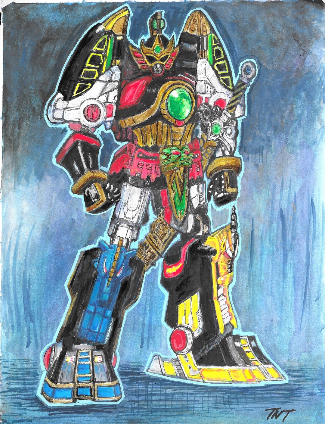 Power Rangers Thunder Megazord Original Illustration Fan Art Mixed ...
