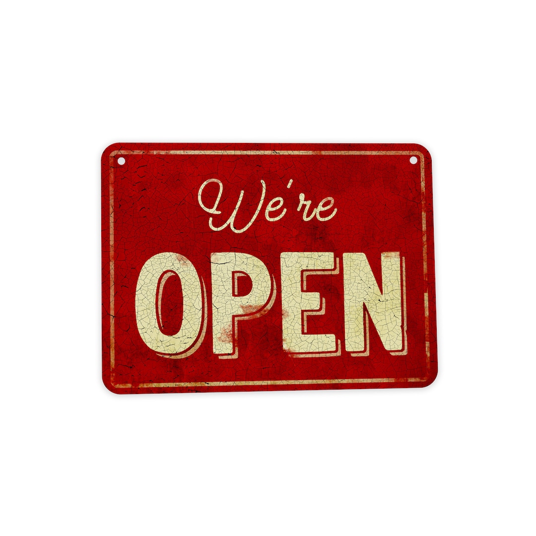 Vintage We're Open Sign for Business Store Front | 12 X 9 Inch Metal ...