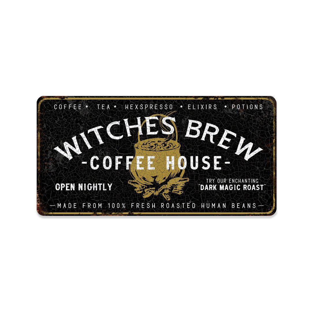 Vintage Witches Brew Coffee House Sign Large 12" X 24" | Halloween ...