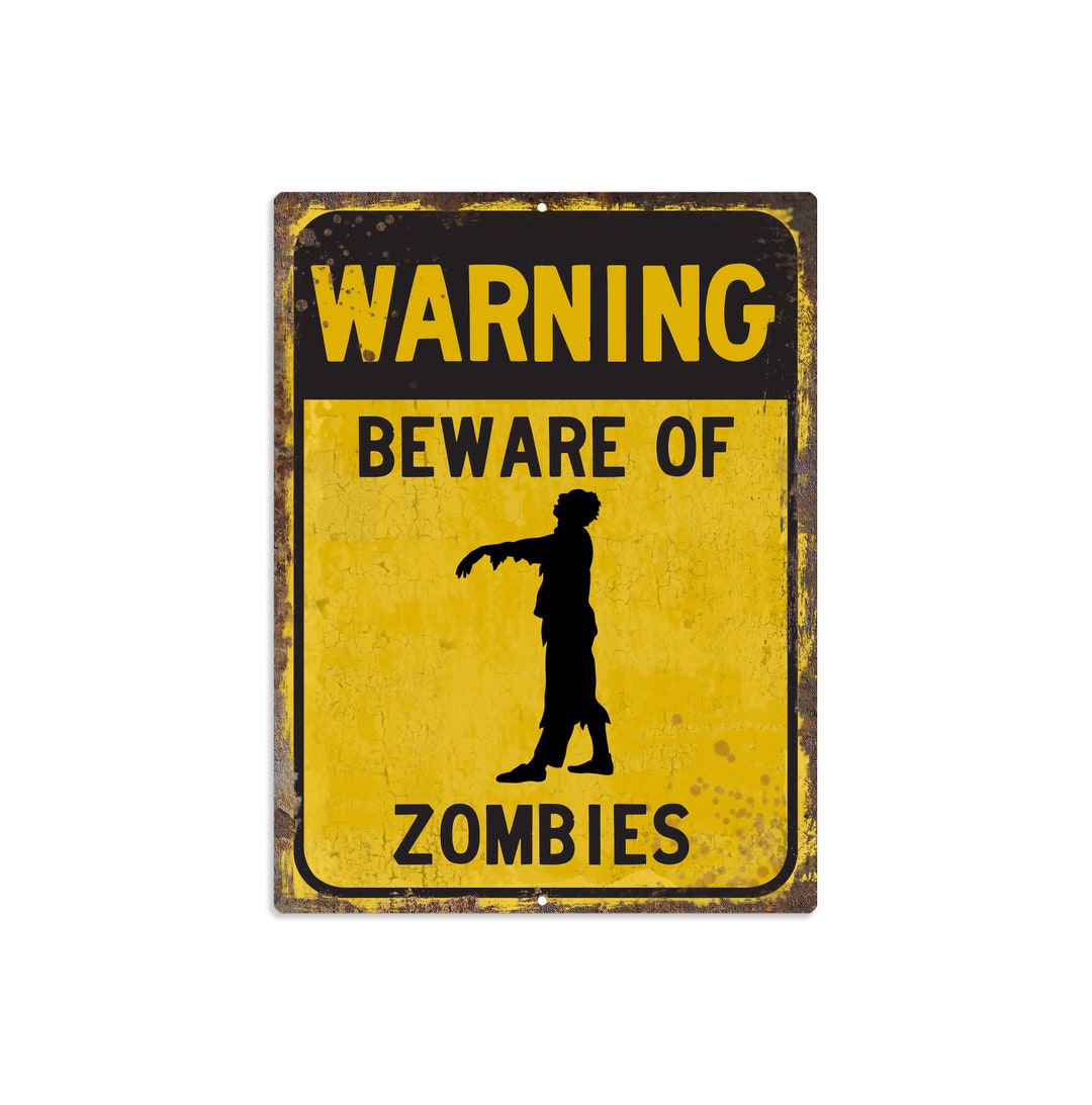 Warning Beware of Zombies 12" X 9" Metal Sign | Halloween Decoration ...