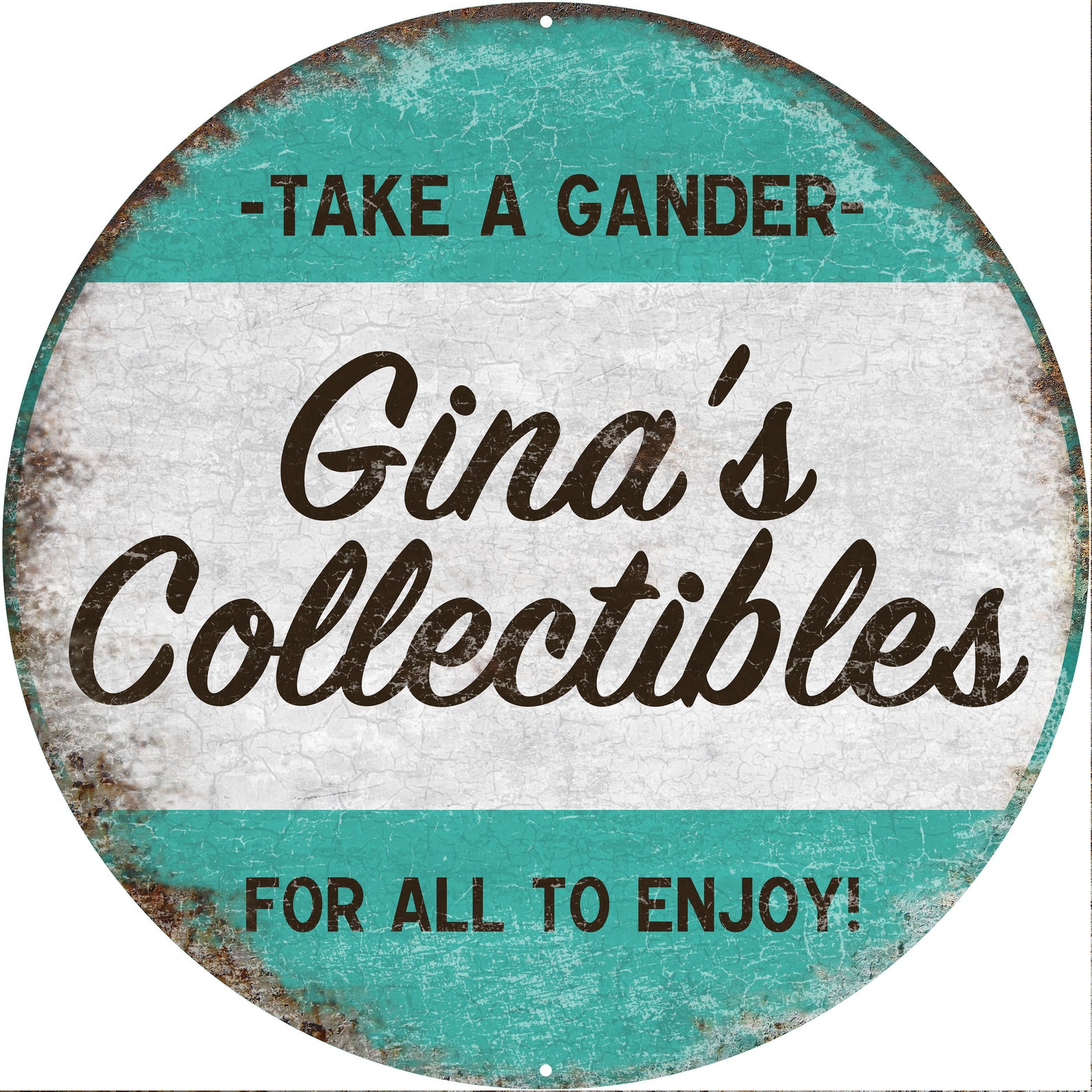 Custom Vintage 12 Round Metal Signs Any Text Any Color - Etsy