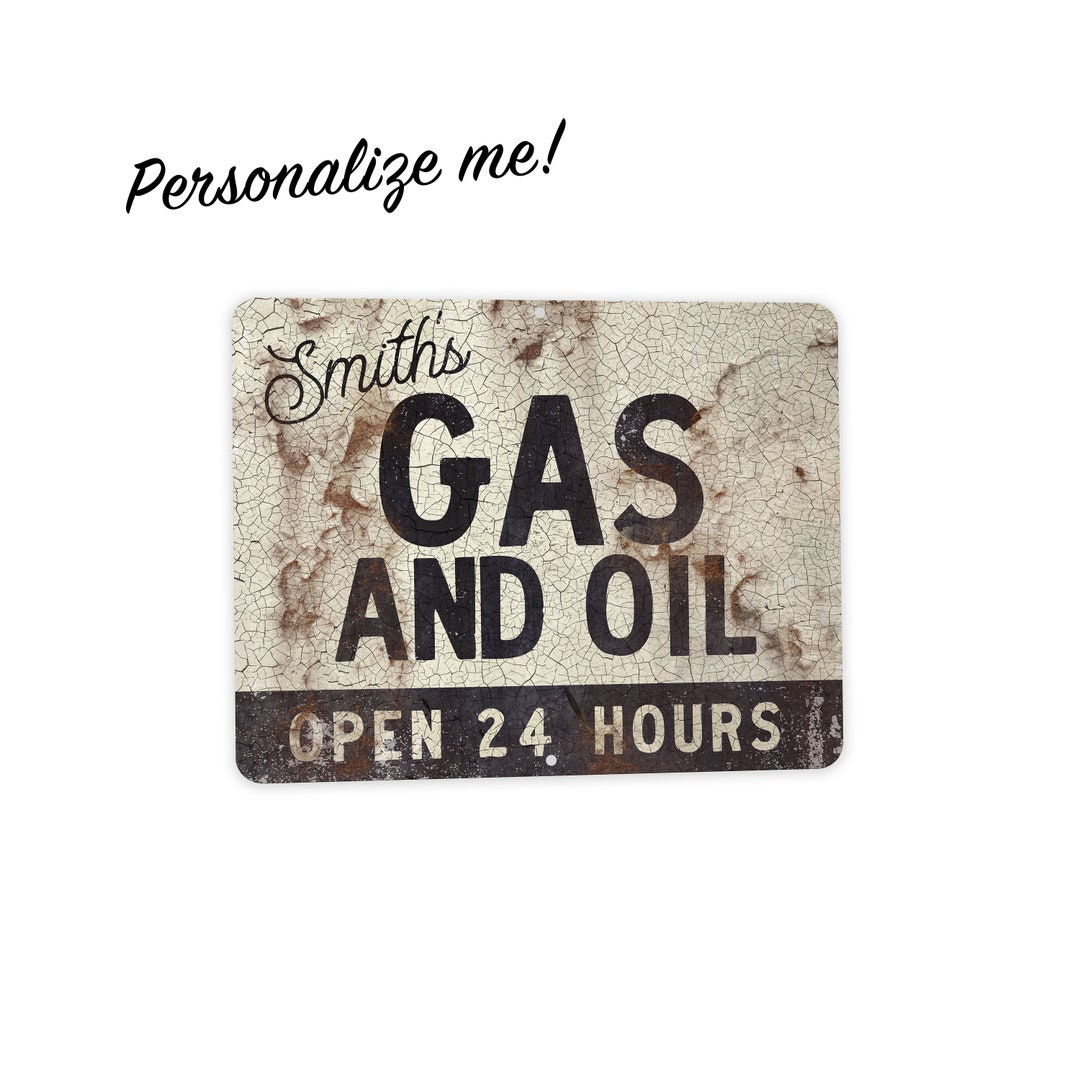 Vintage Gas Station Sign Personalized With Your Last Name | Retro Man ...