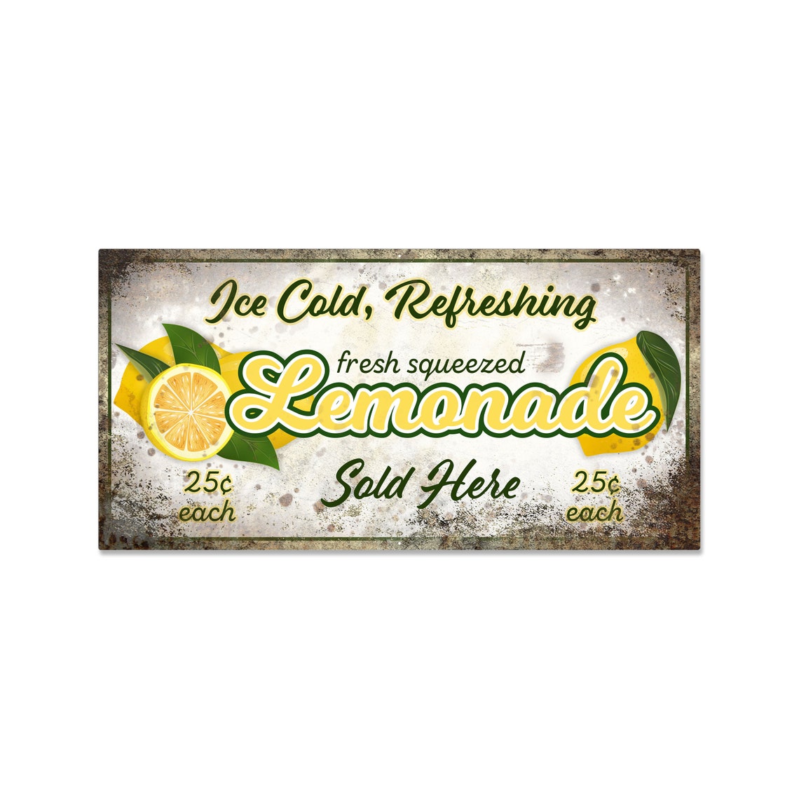 Ice Cold Lemonade Sign 12 X 24 Vintage Style Metal Wall - Etsy