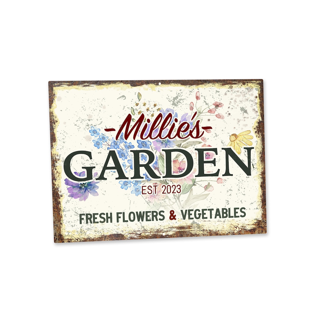 Personalized Garden Sign 12 X 9 Inches | Sublimated Metal Vintage Style ...