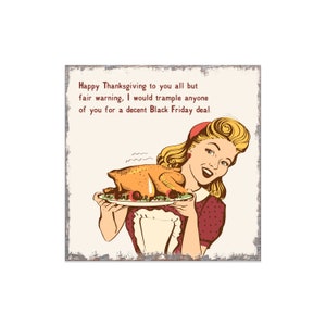 Retro Funny Thanksgiving Metal Sign 12 X 12 Inches | Rusty Rustic ...