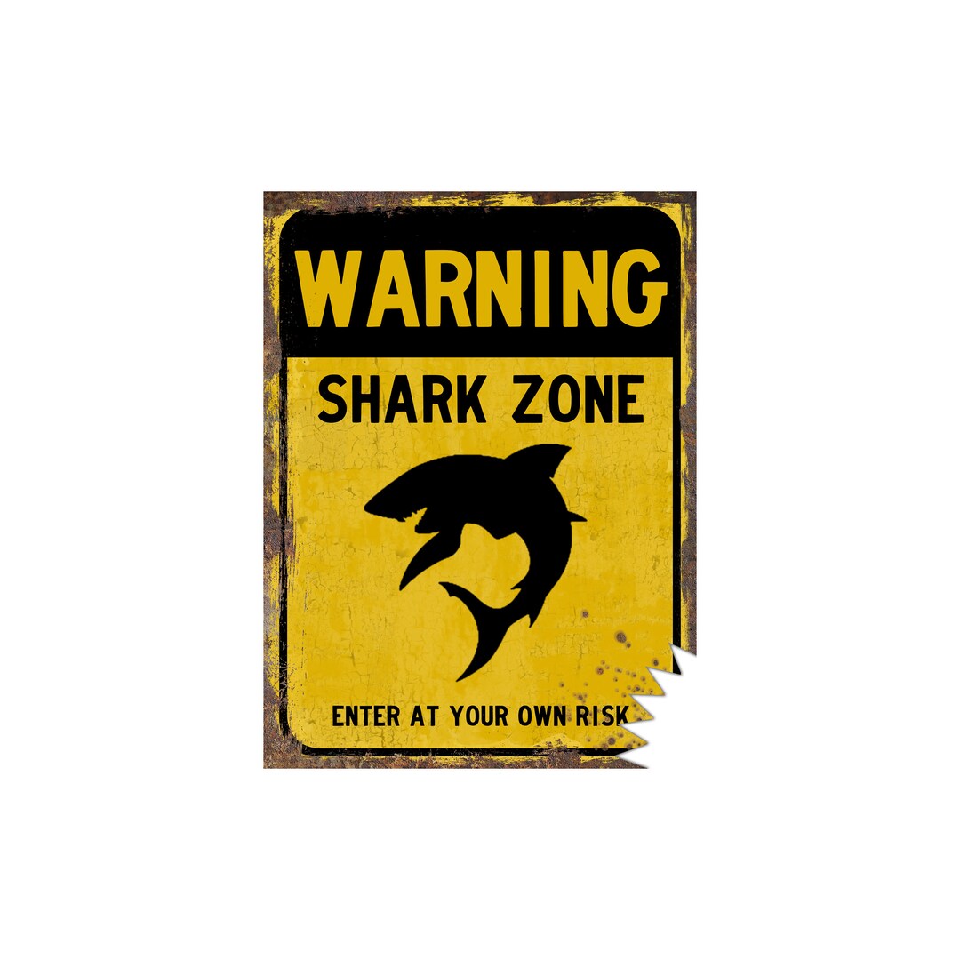 Shark Zone Warning Sign | 12 X 9 Inch Metal Wall Art | Pool Area Signs ...