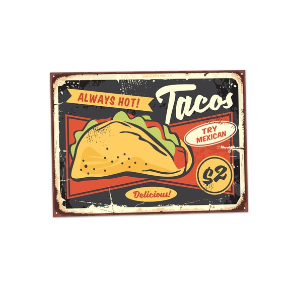 Retro Tacos Wall Art 12 X 9 Inch Metal Sign Vintage Food - Etsy