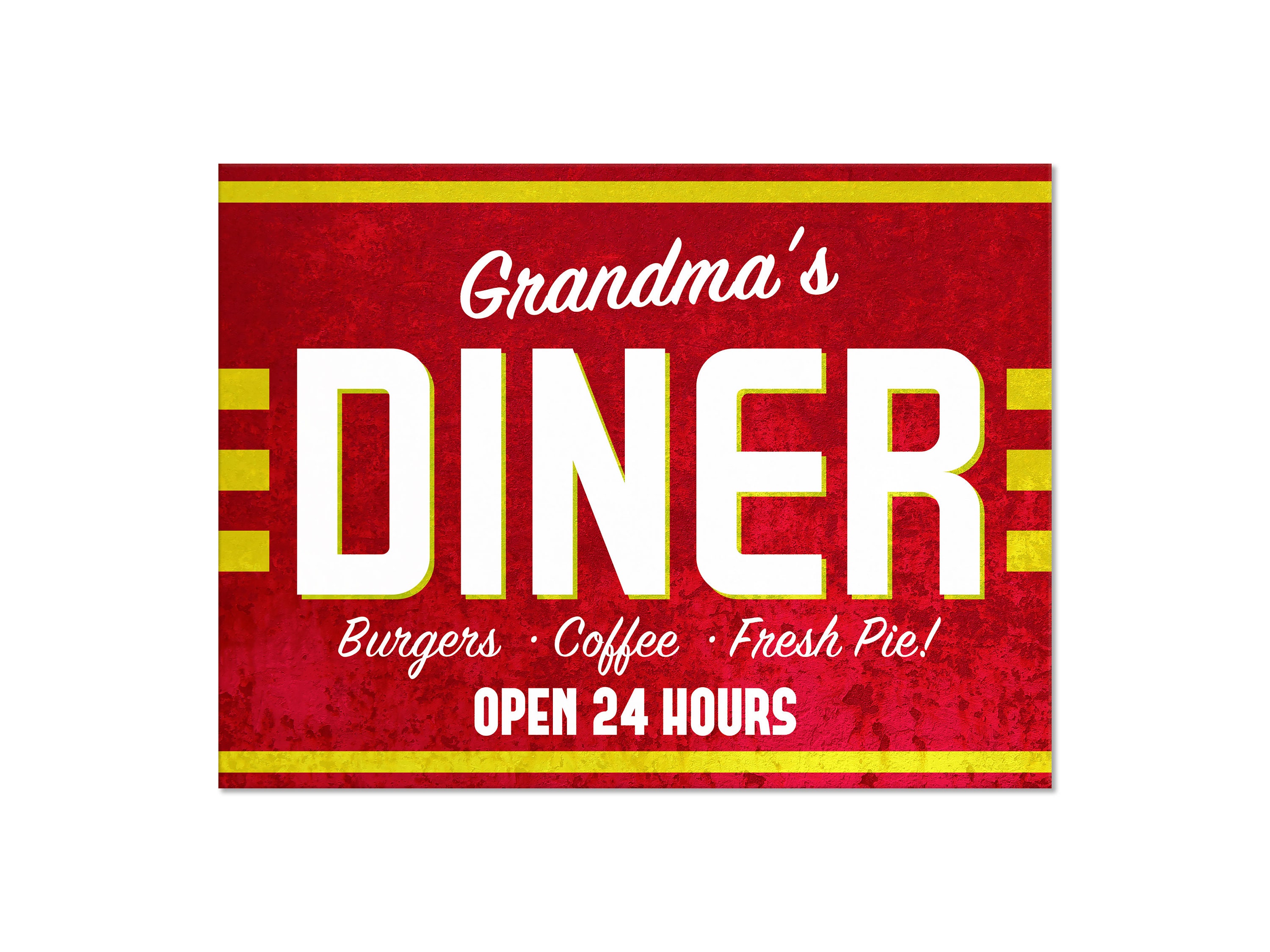 Custom Retro Diner Sign Personalized Wall Hanging Vintage Kitchen Decor ...