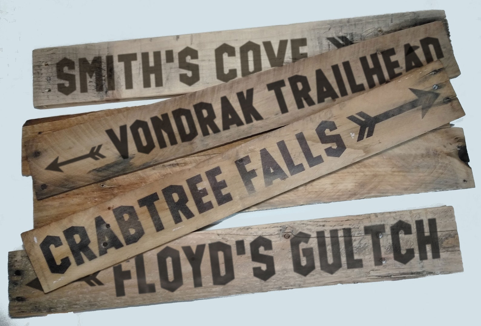 Custom Hiking Trail Signs on Reclaimed Pallet Boards | Personalized ...