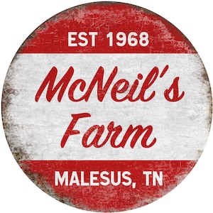 Custom Vintage 12" Round Metal Signs | Any Text Any Color or Add Image ...