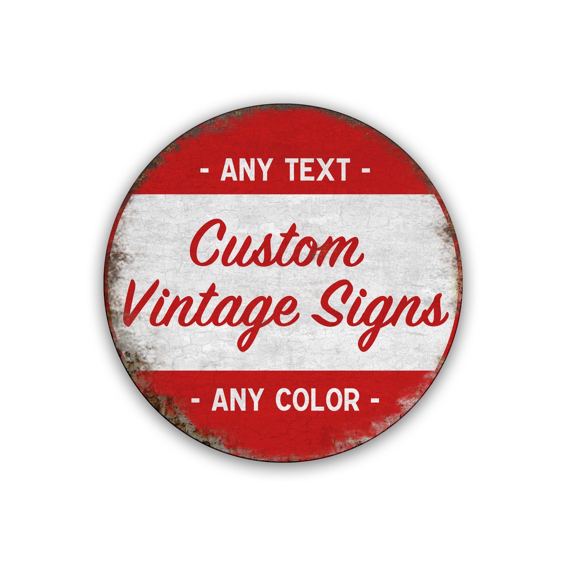 Custom Vintage 12 Round Metal Signs Any Text Any Color - Etsy
