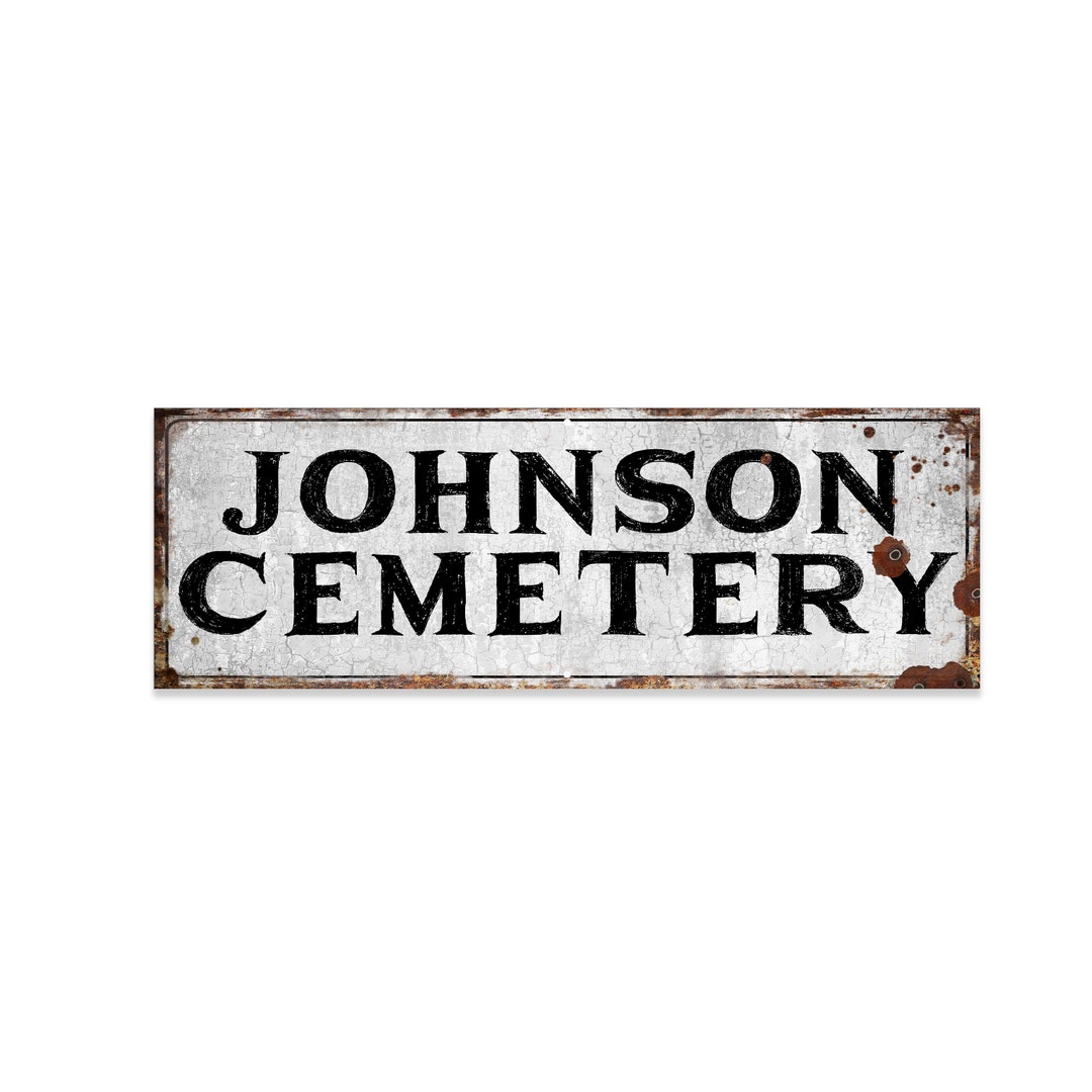 Cemetery Sign Vintage Personalized With Your Last Name Halloween Decor ...
