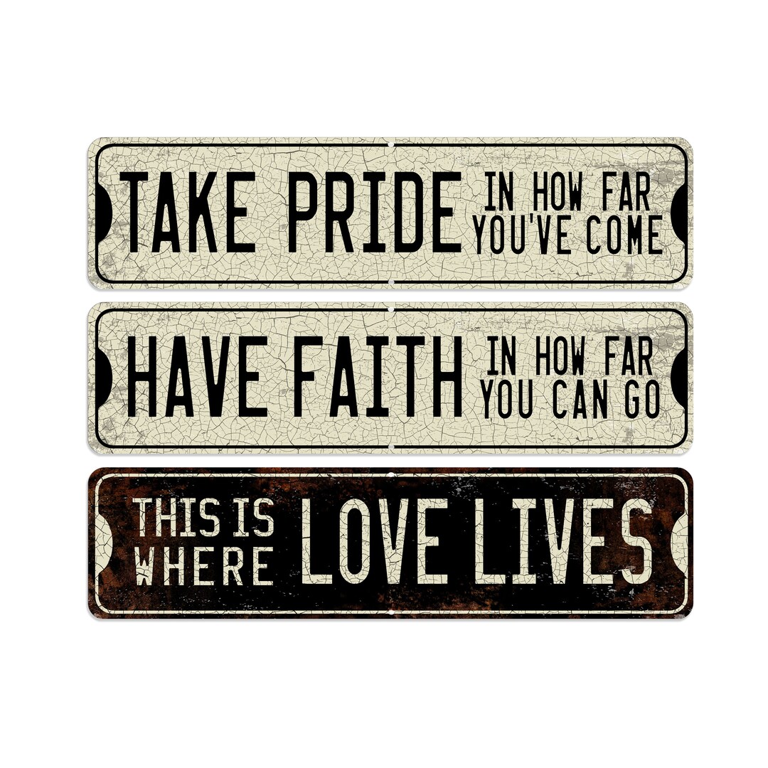 Inspirational Vintage Street Signs Set of 3 - Large 6" X 24" Metal ...