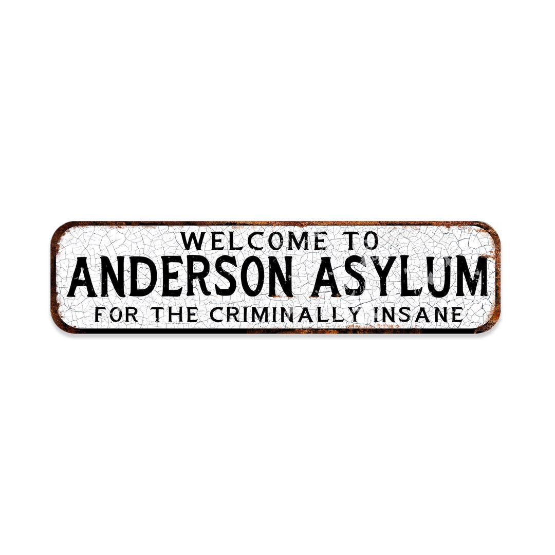 Insane Asylum Sign Personalized 24" X 6" | Vintage Style Halloween ...
