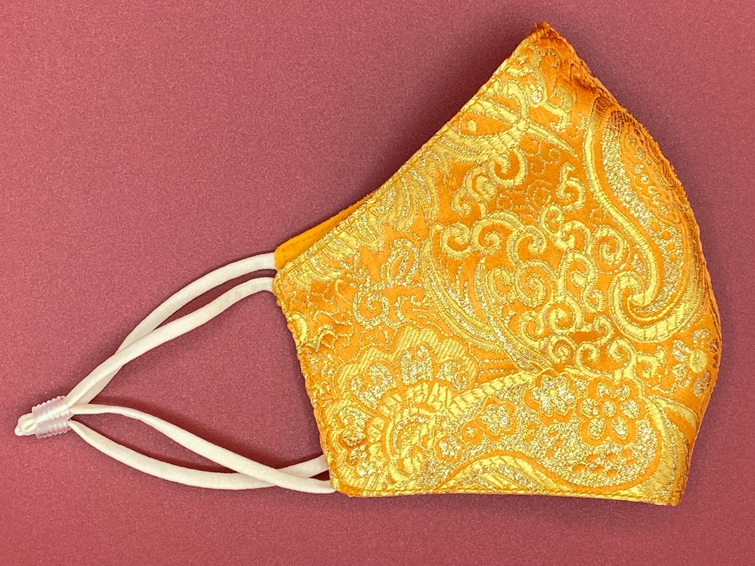 Orange Face Mask, Orange Color Mask, Wedding, Formal, Orange Gown Mask ...