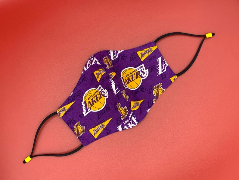 LA Lakers Mask, Los Angeles Lakers Mask, Lakers Face Mask, Adjustable ...