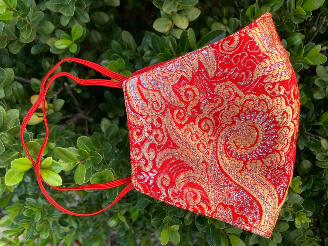 Red Silk Face Mask, Green Silk Mask, Fancy, Colorful, Beautiful - 3 ...